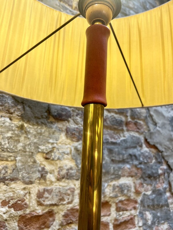 L 103 RR brass and red leather details floorlamp by Jacques Adnet ...