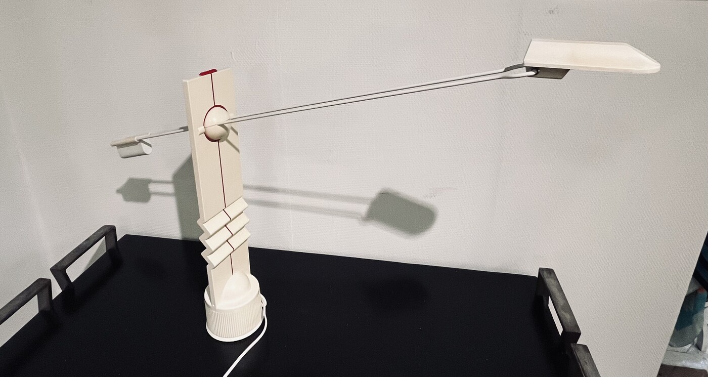 L 920 RP white and red desk lamp, 1980’s - Lighting - Haute Antiques