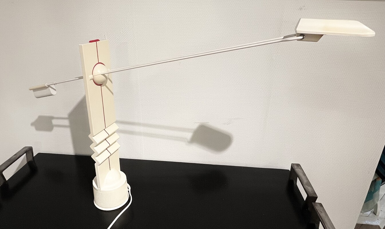 L 920 RP white and red desk lamp, 1980’s - Lighting - Haute Antiques