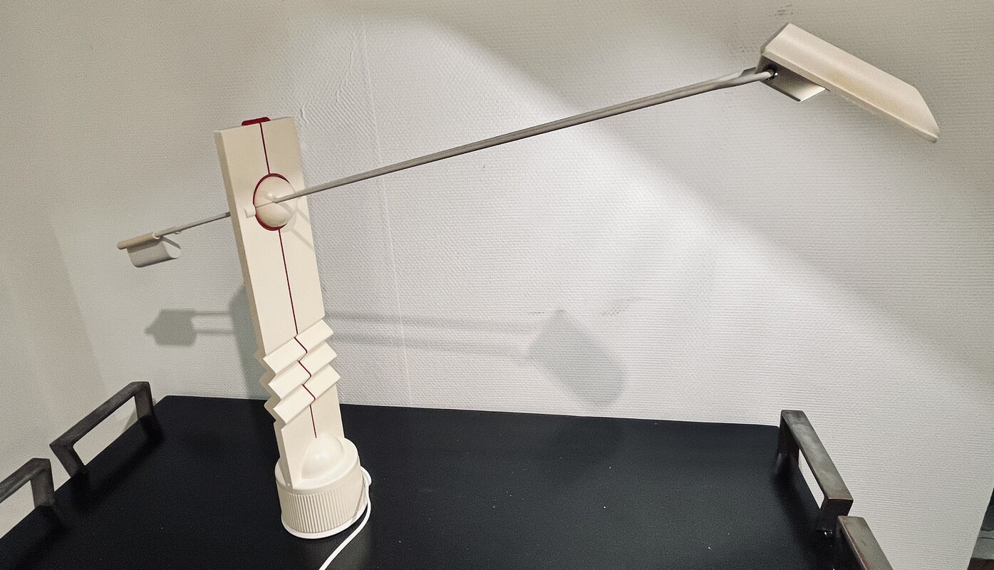 L 920 RP white and red desk lamp, 1980’s - Lighting - Haute Antiques